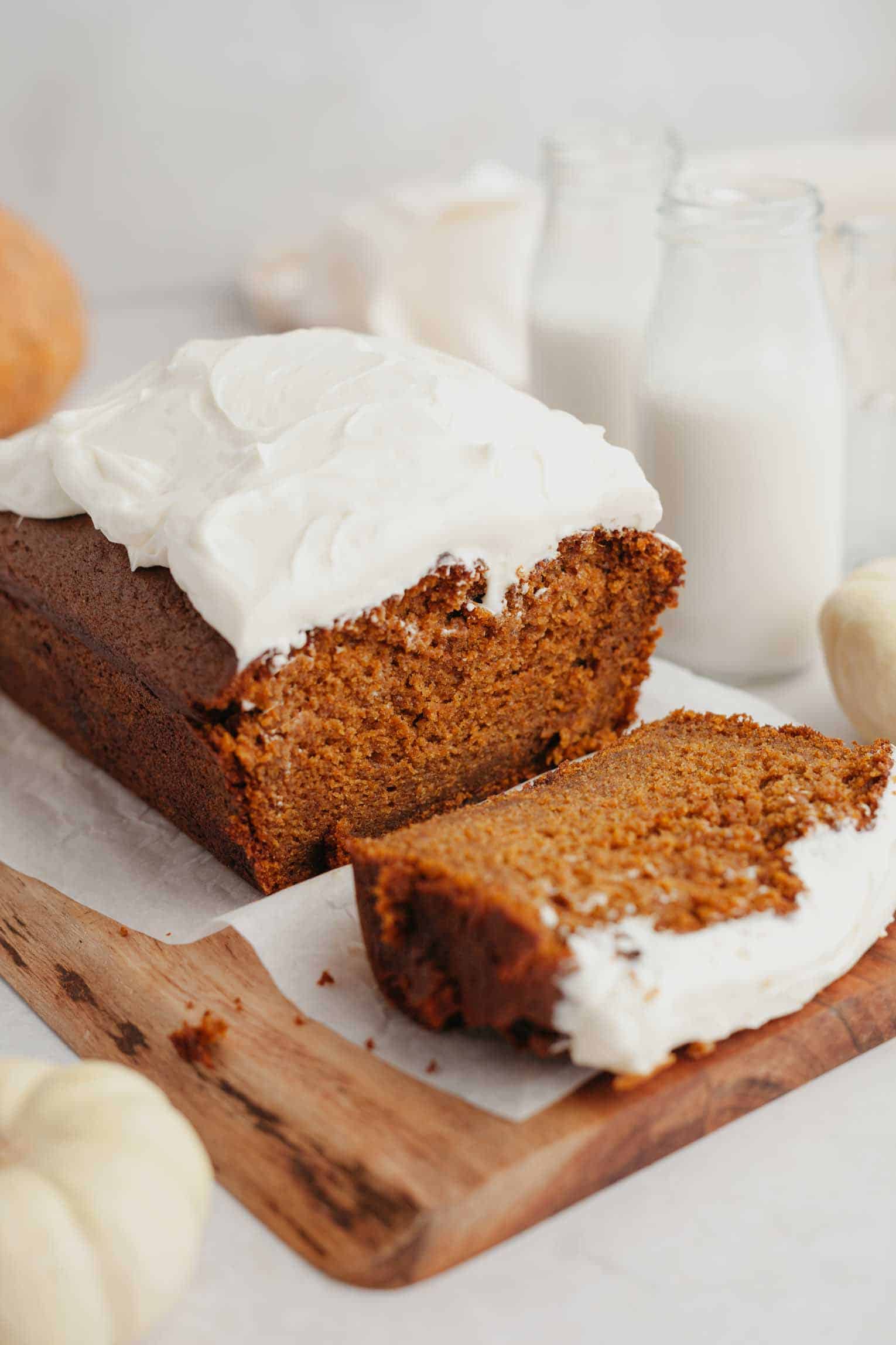 Pumpkin Bread with Cream Cheese Frosting - Desserts & Drinks